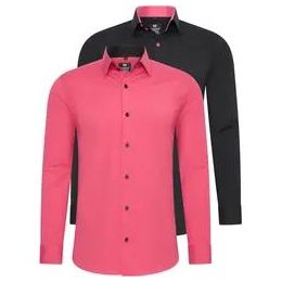 Langarmhemd Rusty Neal, Herren, Gr. S, EURO-Gr&ouml;&szlig;en, pink (pink, schwarz), 60% Baumwolle, 37% Polyester, 3% Elasthan, unifarben, Hemden, im Slim-Fit geschnitten