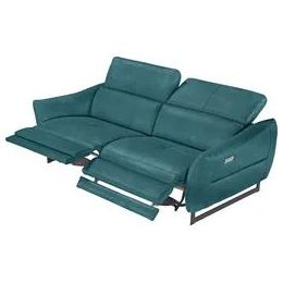 2,5-Sitzer Egoitaliano "Dafne, elegantes Designsofa mit hohem Sitzkomfort", blau (teal), B:208cm H:97cm T:108cm, Sofas, mit elektrischer Relaxfunktion, Kopfteile manuell verstellbar