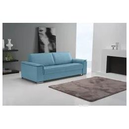 Schlafsofa Egoitaliano "Cecilia, modern & elegant, erstklassiger Sitzkomfort, Dauerschl&auml;fer", blau (t&uuml;rkis), B:234cm H:85cm T:102cm, Leder &raquo;BULL&laquo; (echtes Rindsleder). Geschliffenes, pigmentiertes und behandeltes Rindsleder mit einer Dicke von 1, 3-1, 5 mm. Dieses Leder zeigt eine ziemlich weiche Hand mit einem halb undurchsichtigen Aussehen. Es handelt sich um ein gesch&uuml;tztes Leder. Eine leichte D
