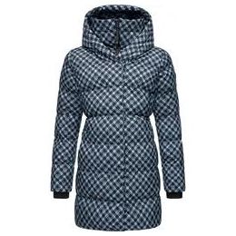 Steppmantel Ragwear "Niara Print", Damen, Gr. XXL (44), blau (cloud), Obermaterial: 100% Polyester; Innenfutter: 100% Polyester; Wattierung: 100% Polyester, tailliert ca. Mitte Oberschenkel, hoch geschlossener Ausschnitt, &Auml;rmel ohne &Auml;rmelschlitz Rippstrickb&uuml;ndchen, M&auml;ntel Steppmantel, wasserdichter Mantel mit angesagtem Hahnentritt Muster