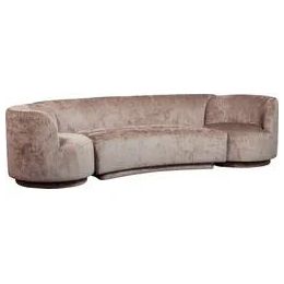 Loungesofa Woood "Combi-Popular: Bank + Sessel", grau (taupe), B:370cm H:72cm T:97cm, Sofas, Lounge-Sofa, mit grobem Chenille gef&uuml;ttert, Breite 370 cm