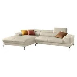 Ecksofa W.Schillig "Piedroo, Designsofa mit tollem Sitzkomfort, elegant und bequem, L-Form", grau (eisgrau z59), B:303cm H:70cm T:193cm, Longlife Xtra-Leder Z59: Glattleder mit modischer Pr&auml;gung. Hautst&auml;rke 0, 9 - 1, 1 mm, Sofas, Ecksofa, Kopfteilverstellung, wahlweise mit Sitztiefenverstellung, Breite 303cm
