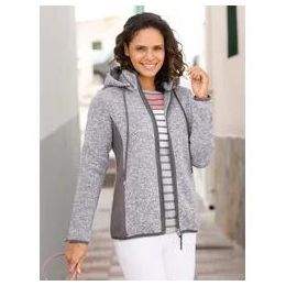 Fleecejacke Casual Looks, Damen, Gr. 40, grau (anthrazit, meliert), 100% Polyester, meliert, unifarben, Jacken Fleecejacke