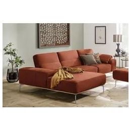 Ecksofa W.Schillig "run, Designsofa mit tollem Sitzkomfort, bequem, L-Form", orange (copper z73), B:319cm H:88cm T:178cm, Longlife Xtra-Leder Z73: Naturwalkleder der Luxusklasse aus den erlesensten Rohh&auml;uten. Hautst&auml;rke 1, 1 &ndash; 1, 3 mm;ROHLEDER Jacquard-Flachgewebe Q2 W60 (63% Polyester, 37% Polyacryl);ROHLEDER Chenille-Flachgewebe Q2 W77 (68% Polyacryl, 32% Polyester);Stoff S37 (100% Polyester), S