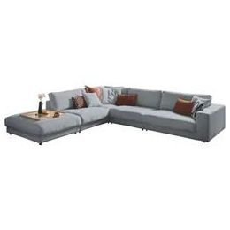Ecksofa 3C Candy "Enisa II, bequem und komfortabel, gro&szlig;es Familiensofa, L-Form", blau (light, blau), B:365cm H:86cm T:322cm, 85% Polyester, 15% Viskose, Sofas, Ecksofa, incl. 3 Flatterkissen, wahlweise mit Flecken-Schutz-Bezug Easy care