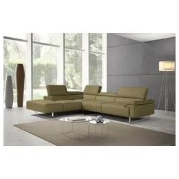 Ecksofa Egoitaliano "Malika, elegant und bequem, Designsofa, L-Form", gr&uuml;n (pistazie), B:300cm H:94cm T:107cm, Leder &raquo;BULL&laquo; (echtes Rindsleder). Geschliffenes, pigmentiertes und behandeltes Rindsleder mit einer Dicke von 1, 3-1, 5 mm. Dieses Leder zeigt eine ziemlich weiche Hand mit einem halb undurchsichtigen Aussehen. Es handelt sich um ein gesch&uuml;tztes Leder. Eine leichte Deckschicht sch&uuml;tzt sie