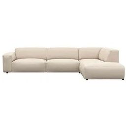 Ecksofa FLEXLUX "Lucera, super bequem durch hochwertigen Sitzaufbau mit Kaltschaum", wei&szlig; (warm wei&szlig;), B:321cm H:73cm T:231cm, 100% Echteder, Sofas, Ecksofa, modern & anschmiegsam, L-Form, Designsofa