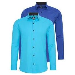 Langarmhemd Rusty Neal, Herren, Gr. M, EURO-Gr&ouml;&szlig;en, blau (t&uuml;rkis), 60% Baumwolle, 37% Polyester, 3% Elasthan, unifarben, Hemden, im Slim-Fit geschnitten