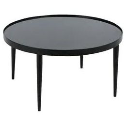 Couchtisch Hela "RON", schwarz (schwarz, schwarz, schwarz), B/H/T: 80cm x 40cm x 80cm, Tische, Couchtisch, Couchtisch rund; Glasplatte Schwarz; Vierfu&szlig;gestell