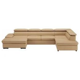 Sit & More Wohnlandschaft SIT & MORE "Alcudia U-Form", braun (cappuccino), B:349cm H:73cm T:226cm, Sofas, Wohnlandschaft, wahlweise mit Bettfunktion