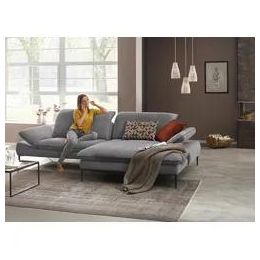 Ecksofa W.Schillig "enjoy&MORE, Designsofa, elegant und bequem, L-Form", grau (dolphin r66), B:294cm H:87cm T:185cm, Chenille-Flachgewebe R66 (85% Polyester, 15% Nylon);Longlife Xtra-Leder Z59: Glattleder mit modischer Pr&auml;gung. Hautst&auml;rke 0, 9 - 1, 1 mm;Stoff S37 (100% Polyester), Sofas, Ecksofa, Sitztiefenverstellung, F&uuml;&szlig;e schwarz pulverbeschichtet, Breite 294 cm