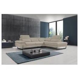 Ecksofa Egoitaliano "Queenie, extravagantes Sofa mit erstklassigem Sitzkomfort, L-Form", grau (opal grau), B:284cm H:95cm T:108cm, Luxus-Microfaser (100% Polyester) Leder &raquo;BULL&laquo; (echtes Rindsleder). Geschliffenes, pigmentiertes und behandeltes Rindsleder mit einer Dicke von 1, 3-1, 5 mm. Dieses Leder zeigt eine ziemlich weiche Hand mit einem halb undurchsichtigen Aussehen. Es handelt sich um ein g