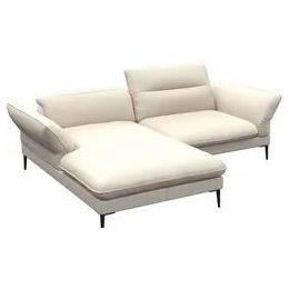 Ecksofa FLEXLUX "Salino, Funktionssofa mit Recamiere, Relaxsofa, Ecksofa", wei&szlig; (warm wei&szlig;), B:245cm H:88cm T:182cm, Sofas, Ecksofa, Sofa mit Arm- und Kopfteil-Verstellungen, Kaltschaum & Stahl-Wellen