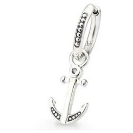 Single-Creole Bruno Banani "Schmuck Geschenk Silber 925 Ohrschmuck Ohrring Anker", silber (silberfarben, schwarz), Ohrringe, Herren, 13,5mm, Silber 925 (Sterlingsilber), Einh&auml;nger abnehmbar