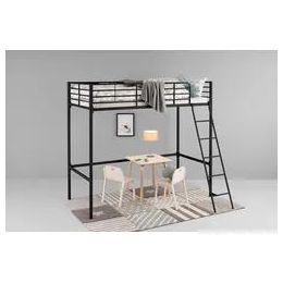 Hochbett OTTO HOME "Hayo, Topseller Zeitloses Metallbett, in mehreren Farben", schwarz, B:159cm H:186cm L:208cm, Hochbetten, Hochbett, inkl. Lattenrost, Absturzsicherung und Leiter aus Metall