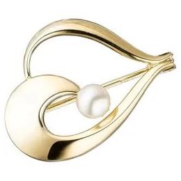 Brosche Jobo, gelb (gelbgold 585), Broschen, Damen, Gelbgold 585, Perlen, Brosche, 585 Gold mit einer S&uuml;&szlig;wasser-Zuchtperle