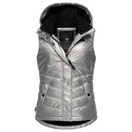 Steppweste Ragwear "Hesty Bling", Damen, Gr. XL (42), grau (hellgrau), Obermaterial: 100% Nylon. Innenfutter: 100% Polyester. Wattierung: 100% Polyester, gerade h&uuml;ftbedeckend, hoch geschlossener Ausschnitt, Westen Steppweste, Wasserdichte Outdoor-Weste mit abnehmbarer Kapuze