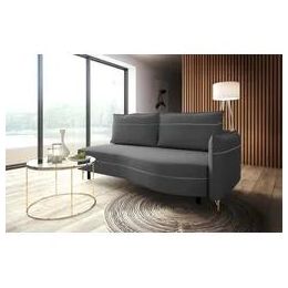 Loungesofa exxpo - SOFA FASHION "Ortis mit toller Kontrastnaht, Solit&auml;rm&ouml;bel, bequem, schmale Armlehne", silber (silberfarben), B:212cm H:93cm T:114cm, Sofas, Lounge-Sofa, Schlafsofa mit Bettfunktion und Bettkasten, komfortabler Federkern