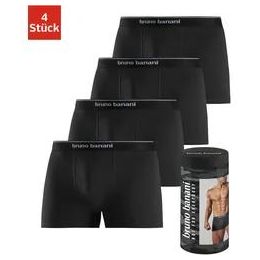 Boxer Bruno Banani "Boxershorts f&uuml;r Herren", Herren, Gr. L (6), 4 Stk., schwarz, Jersey, Obermaterial: 95% Baumwolle, 5% Elasthan, unifarben, k&ouml;rpernah, Unterhosen, in der Dose verpackt
