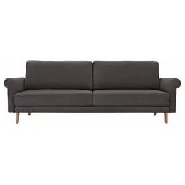 2-Sitzer "CR.450, Designsofa, Loungesofa", braun (graubraun 534, 49), B:168cm H:85cm T:95cm, NaturLEDER OSKAR (echtes Rindsleder);Chenille COCO (72% Polyester 15% Baumwolle 13% Polyacryl), CREATION BY ROLF BENZ, Sofas, modern Landhaus, F&uuml;&szlig;e in Nussbaum, Breite 168 cm