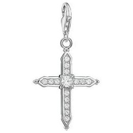 Charm-Einh&auml;nger Thomas Sabo "Charm-Anh&auml;nger Kreuz", bunt (silberfarben, wei&szlig;, wei&szlig;), Charms, Damen, Silber 925 (recycelt), mit Zirkonia (synth.)