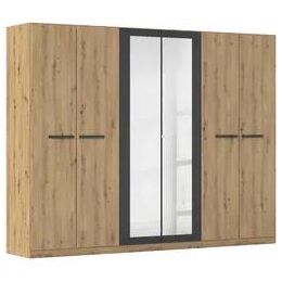 Dreht&uuml;renschrank Rauch "Kleiderschrank Schrank Garderobe Garderobenschrank Stauraumwunder MODI", grau (eiche artisan, graumetallic), B:271cm H:210cm T:54cm, Holzwerkstoff, Schr&auml;nke, Dreht&uuml;renschrank, optional mit Spiegel MADE IN GERMANY