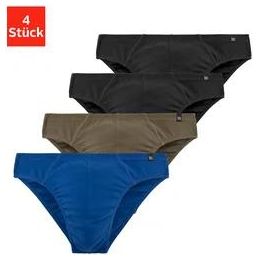 Slip Le Jogger, Herren, Gr. M (5), 4 Stk., bunt (blau, olivgr&uuml;n, schwarz, schwarz), Jersey, Obermaterial: 95% Baumwolle, 5% Elasthan, unifarben, k&ouml;rpernah, Unterhosen Slip, schmaler Bund mit Markenlabel