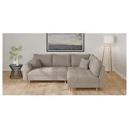 Ecksofa Home Affaire "CHARRE L-Form mit Ottomane, Ma&szlig;e B/T/H: 231/161/81 cm", beige (creme), B:231cm H:81cm T:161cm, 100% Polyester, Sofas, Ecksofa, feine Steppung, lose R&uuml;cken- und Zierkissen, auch in Cord und Boucl&eacute;