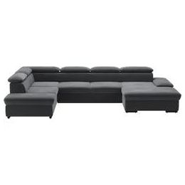 Sit & More Wohnlandschaft SIT & MORE "Alcudia U-Form", grau (dunkelgrau), B:349cm H:73cm T:226cm, 98% Polyester, 2% Polyamid, Sofas, Wohnlandschaft, wahlweise mit Bettfunktion