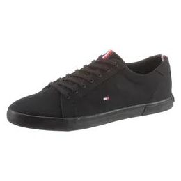 Sneaker Tommy Hilfiger "H2285ARLOW 1D", Herren, Gr. 48, schwarz (schwarz, schwarz), Textil, unifarben, Schuhe Sneaker, Freizeitschuh, Halbschuh, Schn&uuml;rer mit seitlicher Flaggen-Stickerei