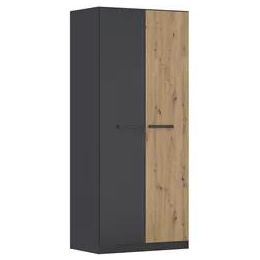 Dreht&uuml;renschrank Rauch "Kleiderschrank Schrank Garderobe Garderobenschrank Stauraumwunder MODI", grau (graumetallic, eiche artisan), B:91cm H:210cm T:54cm, Holzwerkstoff, Schr&auml;nke, Dreht&uuml;renschrank, optional mit Spiegel MADE IN GERMANY