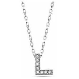 Kette mit Anh&auml;nger dKeniz "Buchstabe L 925/- Sterling Silber", wei&szlig;, Halsketten, Damen, 40cm+3cm, Silber 925 (Sterlingsilber), L: 43 B: 6,5mm, gl&auml;nzend, Silberkette Ketten mit Anh&auml;nger Freundschaftskette Partnerkette, B:6,5mm