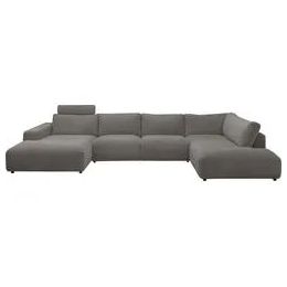 Wohnlandschaft Musterring "Lucia U-Form", grau (dunkelgrau), B:434cm H:81cm T:204cm, Sofas, Wohnlandschaft, Verschiedene Farben, inkl. Kopfst&uuml;tze, Gesamtbreite 434 cm