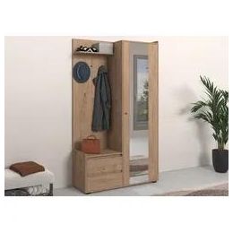 Garderobenschrank OTTO HOME "Kosmo", braun (wiking eiche), B:110cm H:188cm T:38cm, Schr&auml;nke, Garderobenschrank, mit Spiegel Ma&szlig;e 118 x 30 cm, H&ouml;he 190 cm, Breite 110 cm