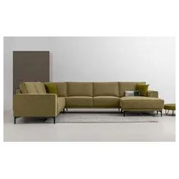 Wohnlandschaft OTTO HOME "OLAND U-Form, XXL, B: 342 cm, Skandi-Design", gr&uuml;n (olive), B:342cm H:85cm T:260cm, 100% Polyester, Sofas, Wohnlandschaft, Skandi-Design in Struktur, Flachgewebe, Luxus-Microfaser, Boucle
