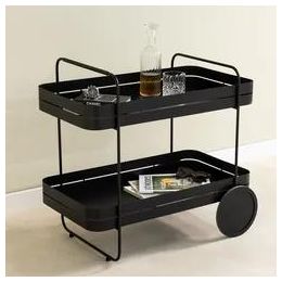 Servierwagen SPINDER DESIGN "GIN & TROLLY", schwarz (schwarz, schwarz), B:42cm H:69,3cm T:74cm, Stahl, Rollwagen, Servierwagen, Servierwagen aus Stahl mit Gummir&auml;dern