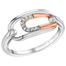 Fingerring Vivance "925-Sterling Silber rhodiniert teilweise rose vergoldet Zirkonia" Gr. 54, transparent, Fingerringe, Damen, 054 (17,2), Silber 925 (Sterlingsilber), Fingerring
