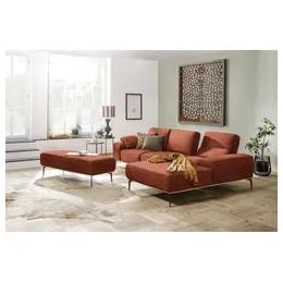 Ecksofa W.Schillig "run, Designsofa mit tollem Sitzkomfort, L-Form", orange (copper z73), B:299cm H:88cm T:178cm, Longlife Xtra-Leder Z73: Naturwalkleder der Luxusklasse aus den erlesensten Rohh&auml;uten. Hautst&auml;rke 1, 1 &ndash; 1, 3 mm;ROHLEDER Jacquard-Flachgewebe Q2 W60 (63% Polyester, 37% Polyacryl);ROHLEDER Chenille-Flachgewebe Q2 W77 (68% Polyacryl, 32% Polyester);Stoff S37 (100% Polyester), Sofas, Ec