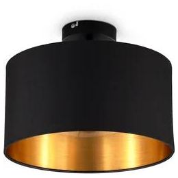 B.K.LICHT Deckenleuchte "BK_SD1420 Deckenlampe, mit Stoffschirm, &Oslash;30cm, Schwarz-Gold, E27", schwarz, 1, &Oslash; 30cm H: 24cm, 1 Stk., Leuchten, 1-Flammige Stoffleuchte, ohne Leuchtmittel (max. 60W), Retro, Deckenleuchte