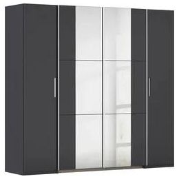 Schwebet&uuml;renschrank Rauch "Kleiderschrank Dreht&uuml;renschrank Schrank Garderobe KRONACH TOPSELLER", grau (graumetallic, griffleisten alu, mit 2 spiegel), B:225cm H:210cm T:59cm, Holzwerkstoff, Schr&auml;nke, Schwebet&uuml;renschrank, Kombischrank optional mit 1 oder 2 Spiegel viele B&ouml;den MADE IN GERMANY