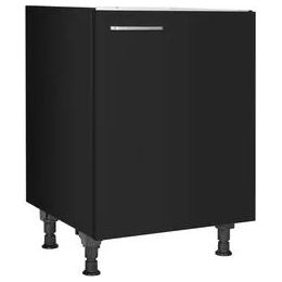 Sp&uuml;lenschrank Nobilia "Touch", Ausrichtung w&auml;hlbar, vormontiert, in den Breiten", schwarz (front: lacklaminat schwarz supermatt, korpus: schwarz), B:60cm H:87cm T:58,3cm, Schr&auml;nke, Sp&uuml;lenschrank, 45 und 60 cm, mit h&ouml;henverstellbaren Sockelf&uuml;&szlig;en