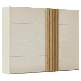 Schwebet&uuml;renschrank Rauch "Kleiderschrank Schrank Garderobe W&auml;scheschrank TEGIO", beige (champagner, glas champagner, absetzungen asteiche), B:281cm H:223cm T:69cm, Holzwerkstoff, Schr&auml;nke, Schwebet&uuml;renschrank, mit hochwertigen Holzdekoraufleistung und Glasfront MADE IN GERMANY