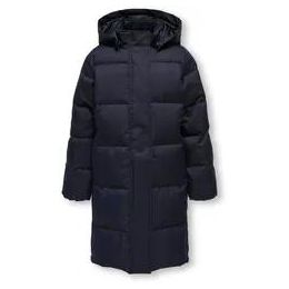 Steppmantel KIDS Only "KOGIRENE PUFFER COAT OTW NOOS", M&auml;dchen, Gr. 152, blau (night sky), Web, Obermaterial: 100% Polyester, unifarben, normal knielang, M&auml;ntel Steppmantel, mit seitlichen Druckkn&ouml;pfen