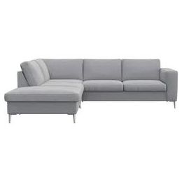 Ecksofa FLEXLUX "Fiore, L-Form", grau (sophisto gre), B:241cm H:85cm T:225cm, 100% Polyester, Sofas, Ecksofa, breite Armlehnen, F&uuml;&szlig;e alufarben, B/T 241/225 cm, Kaltschaum im Sitz