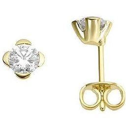 Paar Ohrstecker Firetti "Schmuck Geschenk Gold 333 Ohrschmuck Ohrringe Solit&auml;r Blume", gold (gelbgoldfarben, kristallwei&szlig;, kristallwei&szlig;), Ohrringe, Damen, 0,6mm, Gelbgold 333, mit Zirkonia (synth.)