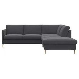Ecksofa FLEXLUX "Fiore, L-Form, super bequem durch Kaltschaum im Sitz", grau (dervit grau), B:234cm H:85cm T:225cm, 100% Polyester, Sofas, Ecksofa, schmale Armlehnen, F&uuml;&szlig;e Alu/Eiche, B/T 234/225 cm
