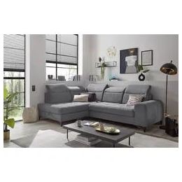 Ecksofa ED EXCITING DESIGN "Rockdale L-Form mit Bettfunktion, Bettkasten", grau (anthrazit), B:282cm H:90cm T:200cm, 92% Polyester, 8% Nylon, Sofas, Ecksofa, Kopfteilverstellung, Sitztiefenverstellung & USB-Port