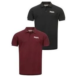 Poloshirt Lonsdale "LINGHOLME", Herren, Gr. XL, schwarz (schwarz, oxbloo), Jersey, Obermaterial: 100% Baumwolle, bestickt, angesetztes B&uuml;ndchen, Shirts