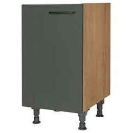 Sp&uuml;lenschrank Nobilia "Easytouch", Ausrichtung w&auml;hlbar, vormontiert, in den Breiten", gr&uuml;n (front: lacklaminat mineralgr&uuml;n ultramatt, korpus: eiche sierra nachbildung), B:45cm H:87cm T:58,3cm, Schr&auml;nke, Sp&uuml;lenschrank, 45 und 60 cm, mit h&ouml;henverstellbaren Sockelf&uuml;&szlig;en