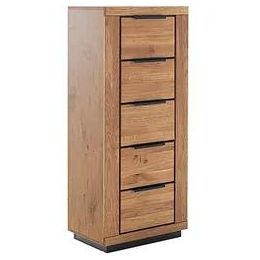 Kommode MCA LIVING "Greno Kommode III", beige (naturfarben), B:62cm H:142cm T:40cm, Holzwerkstoff, Massivholz, Sideboards, Kommode, durchgehende Lamelle